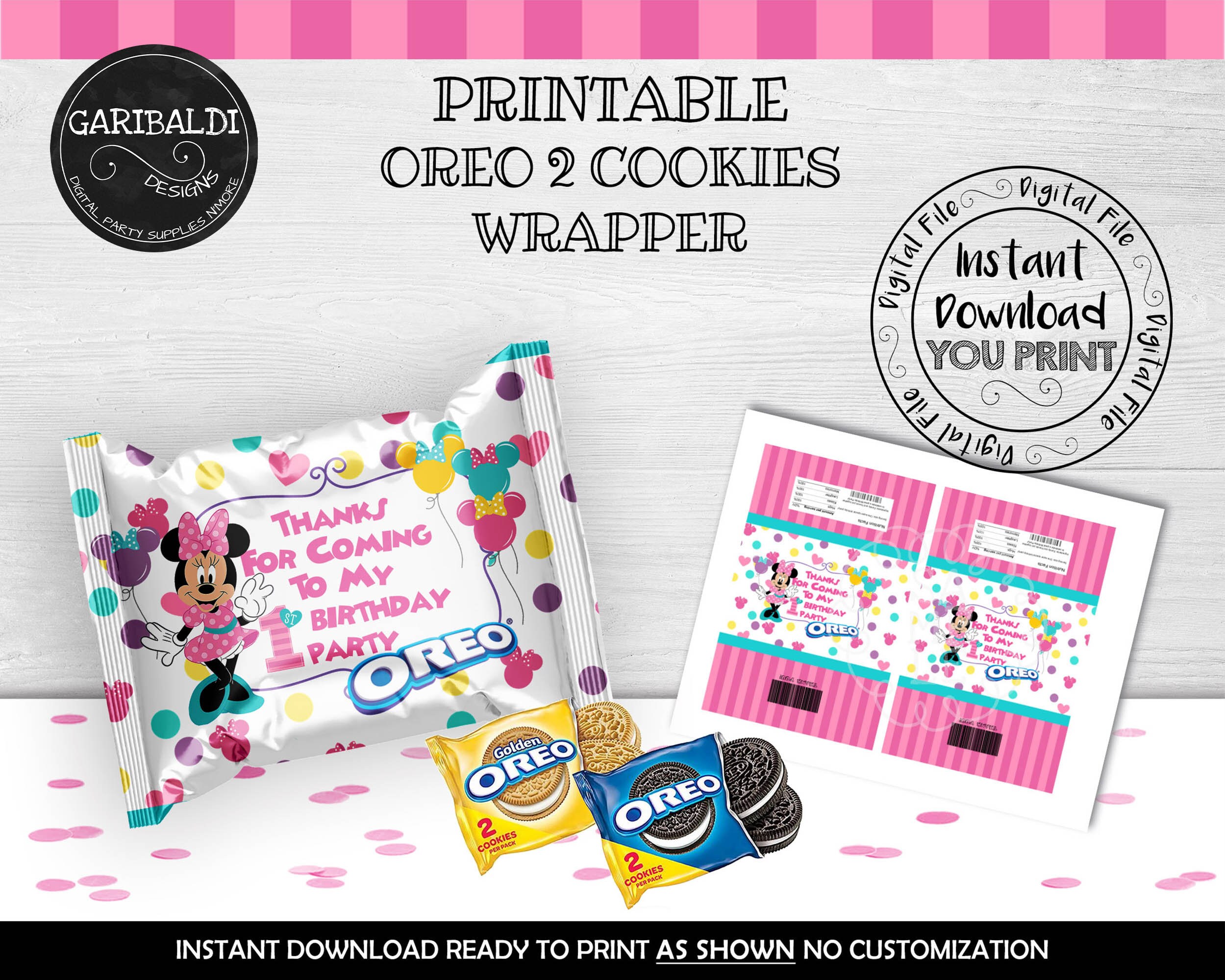 INSTANT DOWNLOAD Minnie First Birthday Oreo Cookie Wrapper | Etsy