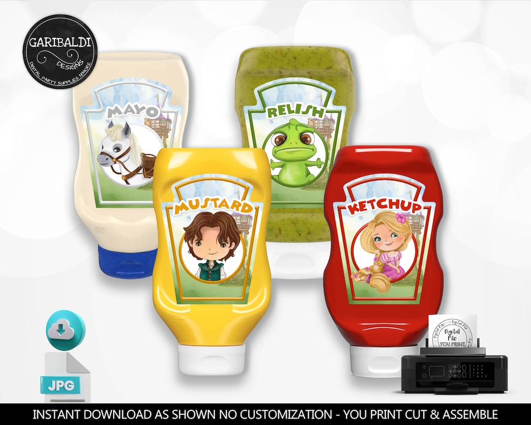 Instant Download Condiment Labels Printable Mayo Ketchup Mustard Relish ...