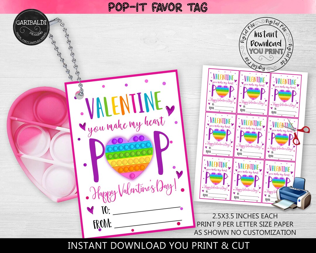 You Make My Heart Pop Valentine's Day Gift Tag Valentines Day Pop ...