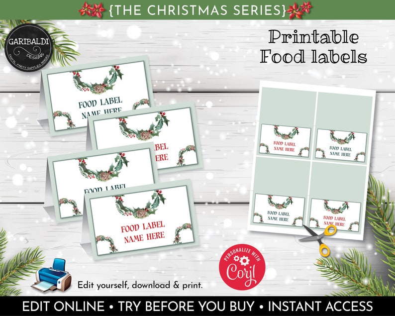 Editable Christmas Food Labels Instant Download Christmas | Etsy