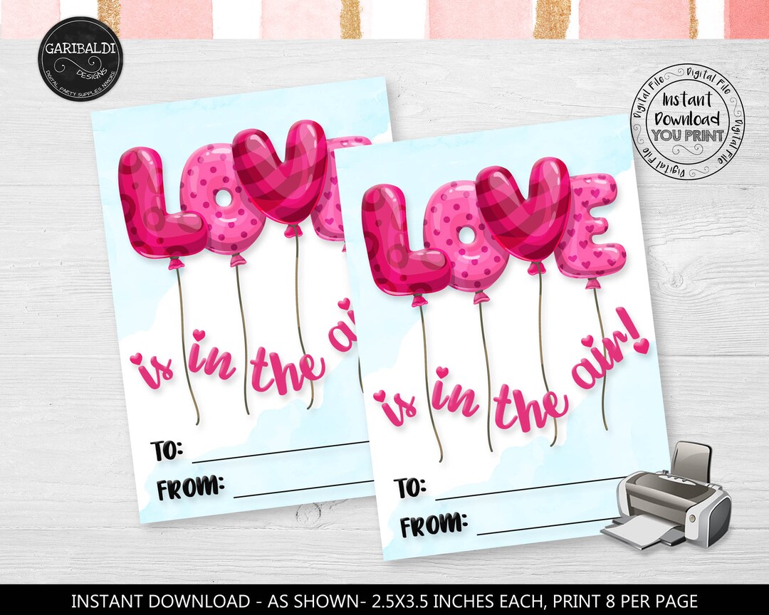 Love is in the Air Valentine's Day Cards Valentine's Day Tags School ...