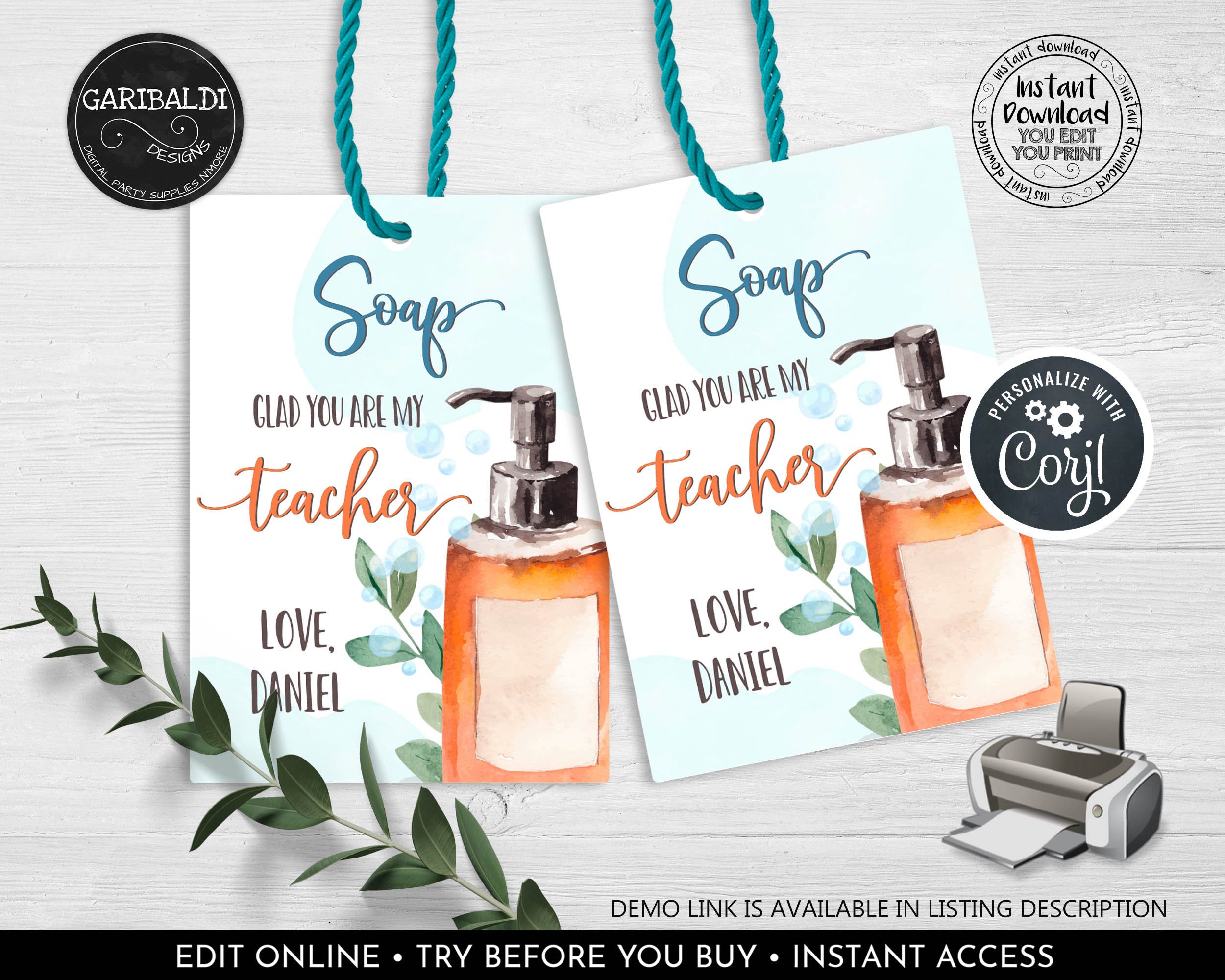 Editable Teacher Appreciation Tags Soap Glad You Are My Teacher Staff ...