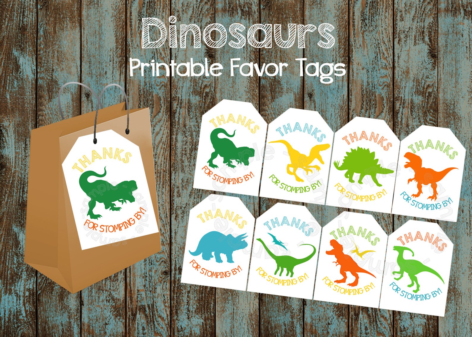 Dinosaur Favor Tags Dinosaur Gift Tags Dinosaur Party Tags | Etsy