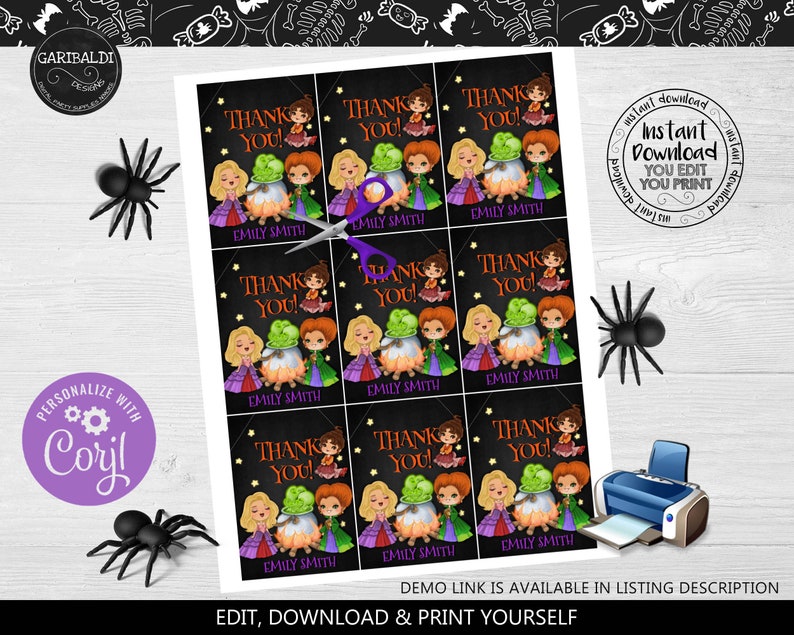 Editable Halloween Favor Tags Spooky Witch Gift Tags Printable - Etsy