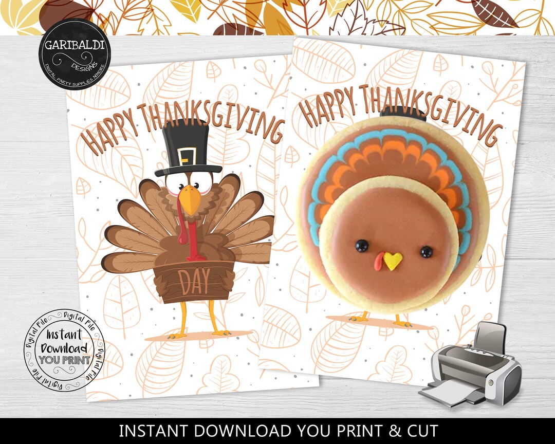 Printable Thanksgiving Cookie Card Printable Turkey Cookie Card Holder ...