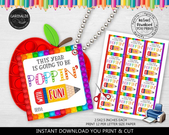 Back to School Gift Tag School Open House Pop It Tag First - Etsy