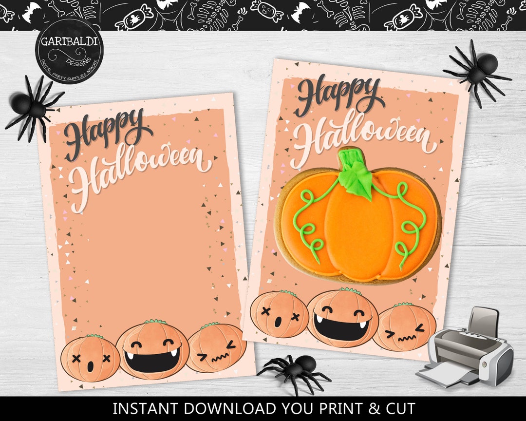 Halloween Cookie Card Printable Cute Pumpkin Cookie Card Holder Boo ...