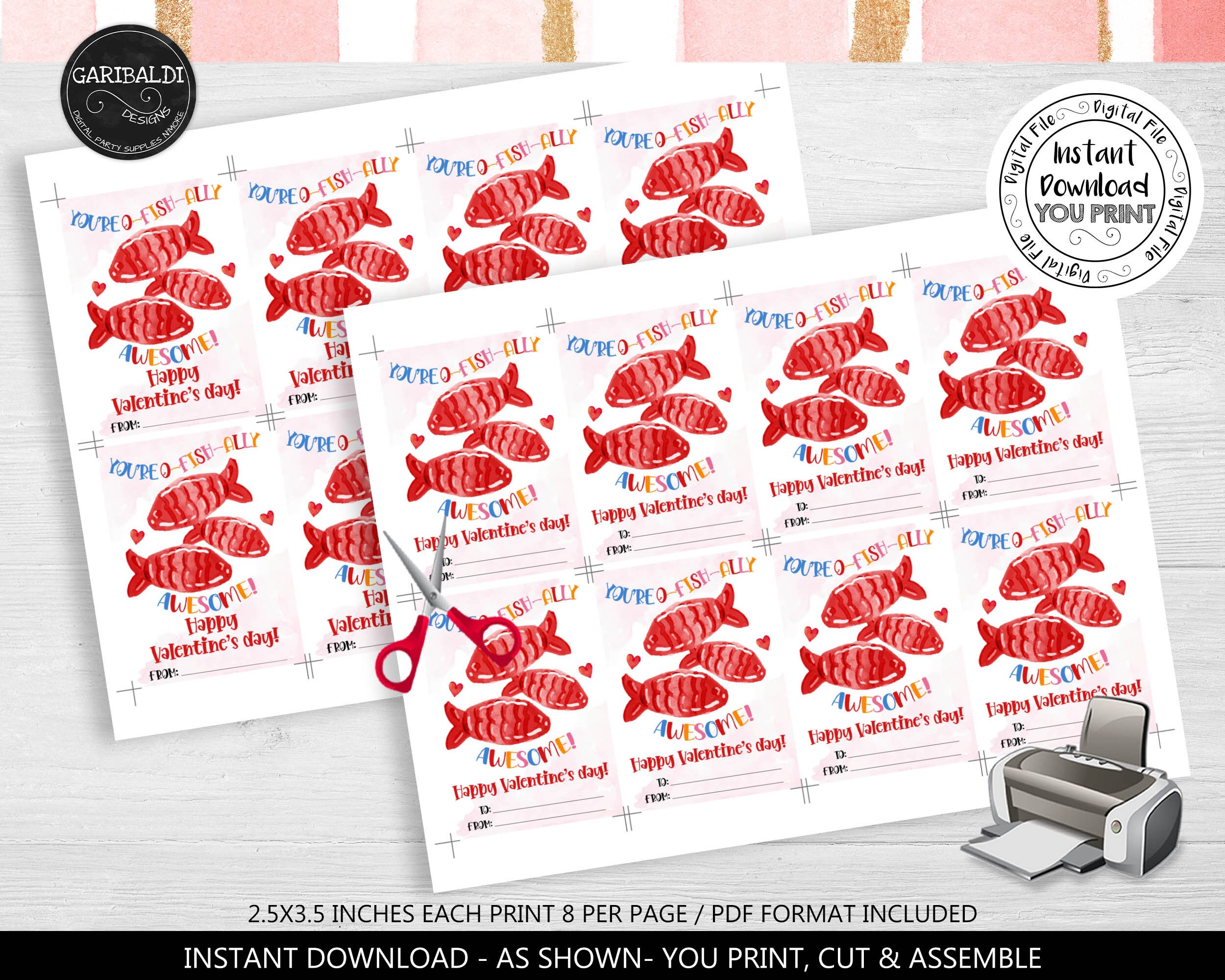 Fish Valentine's Day Cards Ofishally Awesome Fish Treat Tag Valentines ...