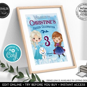 Editable Frozen Party Welcome Sign Printable Frozen Party Sign Snow ...