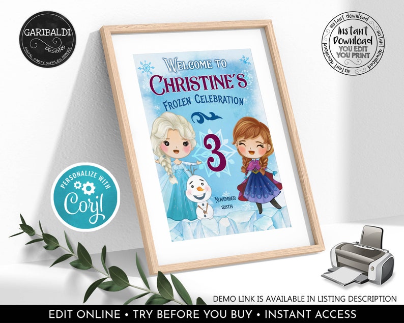 Editable Frozen Party Welcome Sign Printable Frozen Party Sign - Etsy