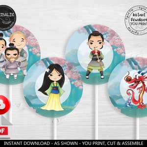 Mulan Centerpieces Printable Birthday Party Decorations Instant ...