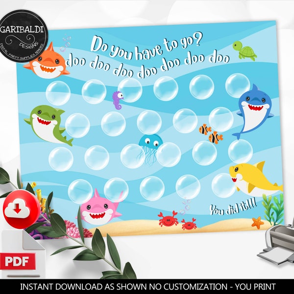 Potty Training Chart Baby Shark - Etsy