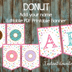 Printable Donut "happy Birthday" Banner, Editable Donut PDF INSTANT ...