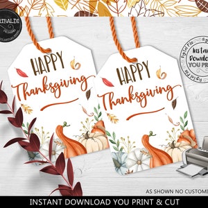 Instant Download Thanksgiving Gift Tags Happy Thanksgiving Favor Tags ...
