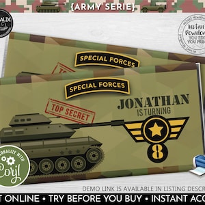 Editable Army Candy Wrapper Solider Chocolate Bar Wrapper Instant ...