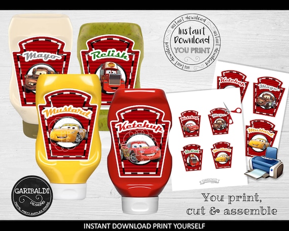 Instant Download Condiment Labels Printable Mayo Ketchup | Etsy