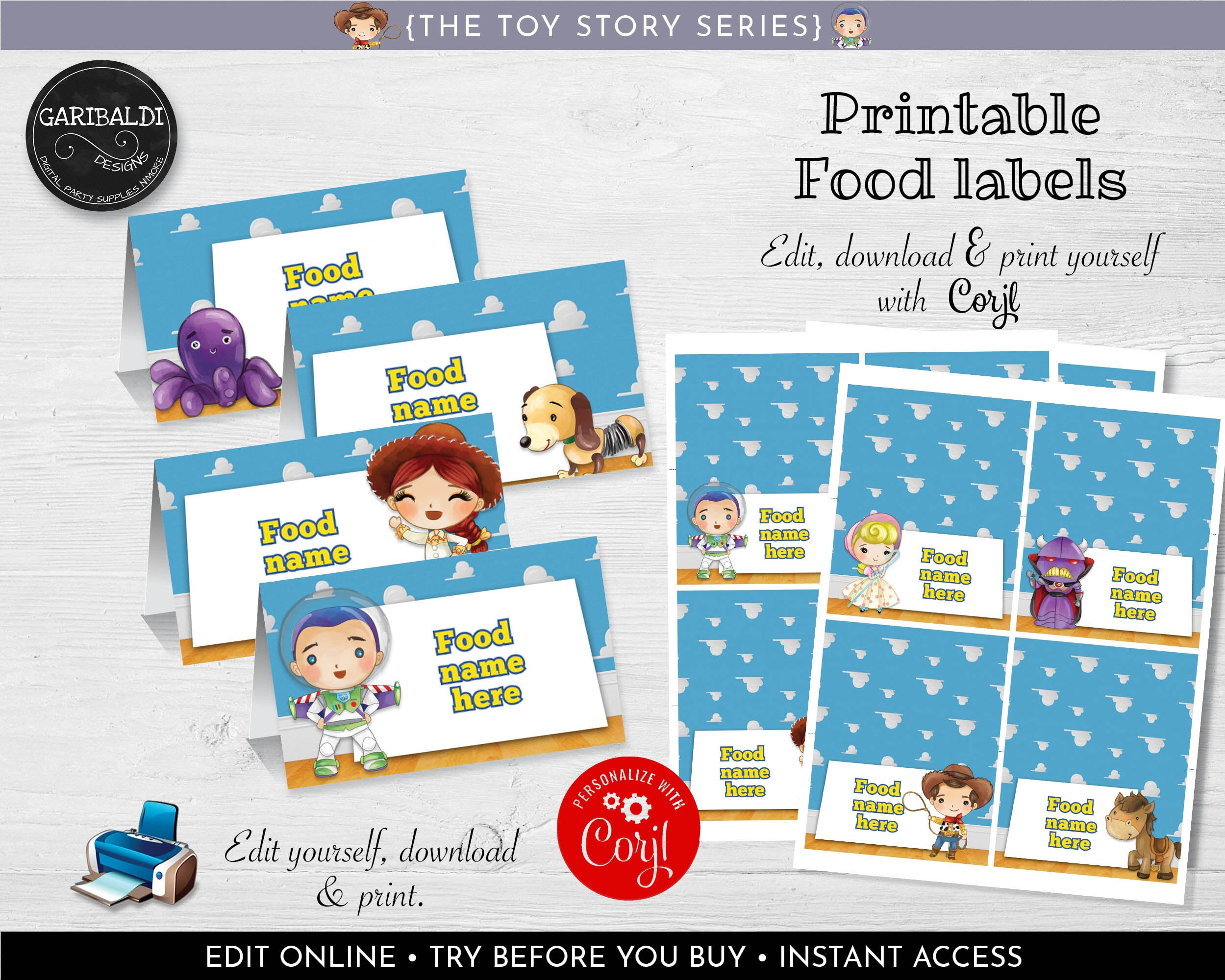 Editable Toy Story Food Labels Toy Story Buffet Food Tent | Etsy