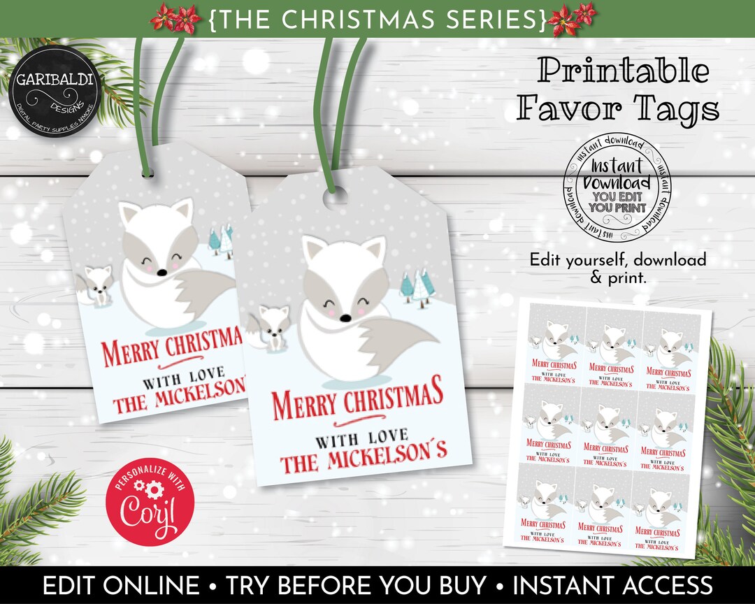 Editable Christmas Favor Tags Instant Download Christmas Gift Tags ...