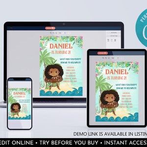 Editable Maui Invitation Printable Hawaiian Invitation Instant Download ...