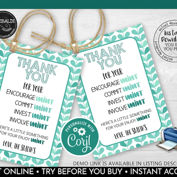Mint Thank You - Etsy