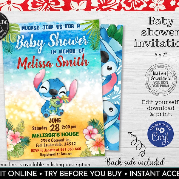 Stitch Baby Shower Invitation - Etsy