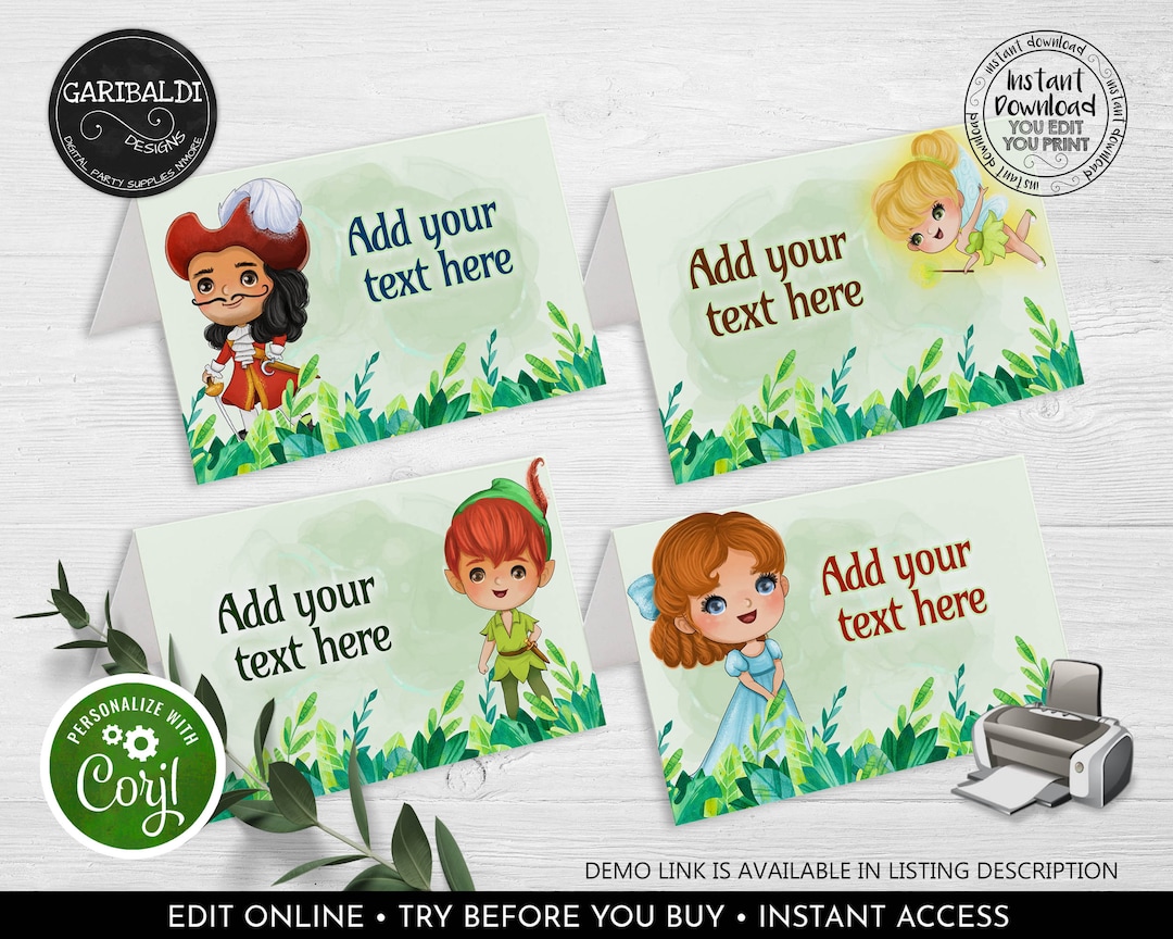 Editable Peter Pan Food Labels Neverland Place Card Peter Pan - Etsy