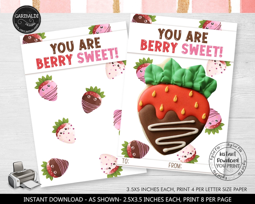 Valentine's Day Cookie Card You Are BERRY Sweet Valentine Cookie Holder ...