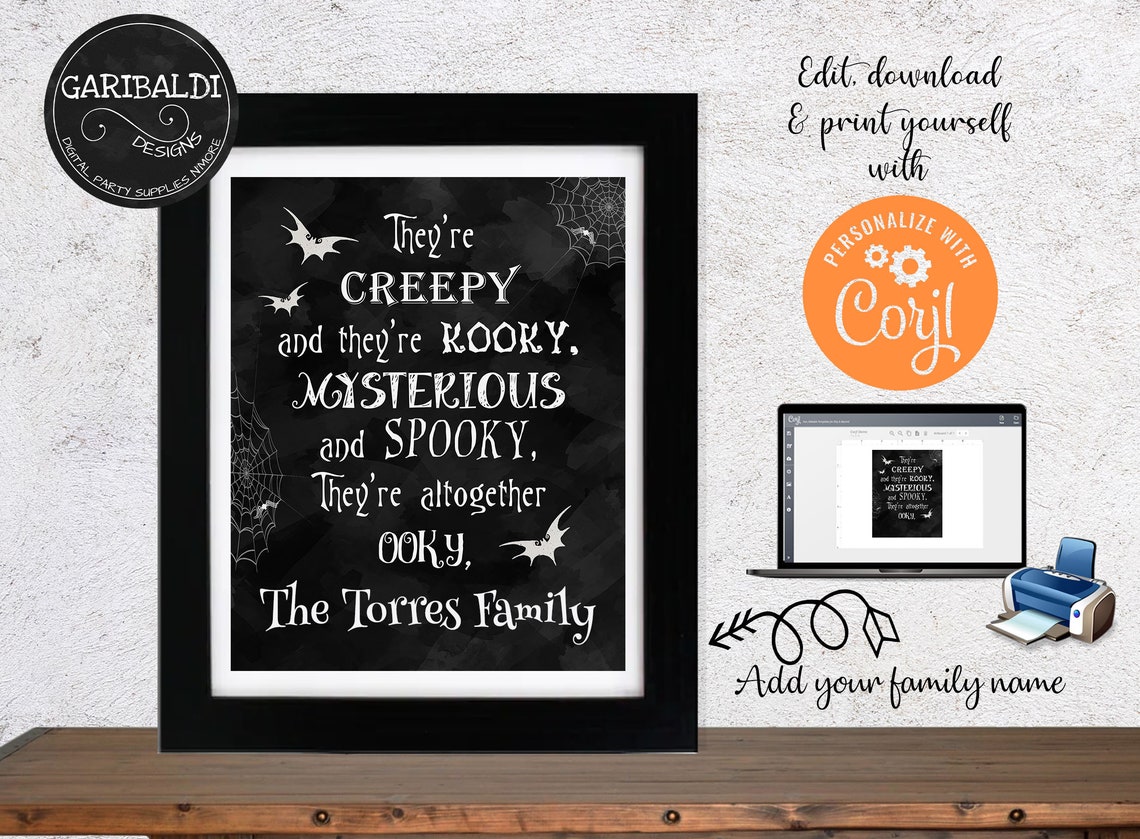 Editable Addams Family Sign Instant Download Addams Family Board ...