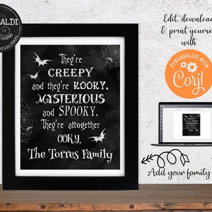 Editable Addams Family Sign Instant Download Addams Family Board ...