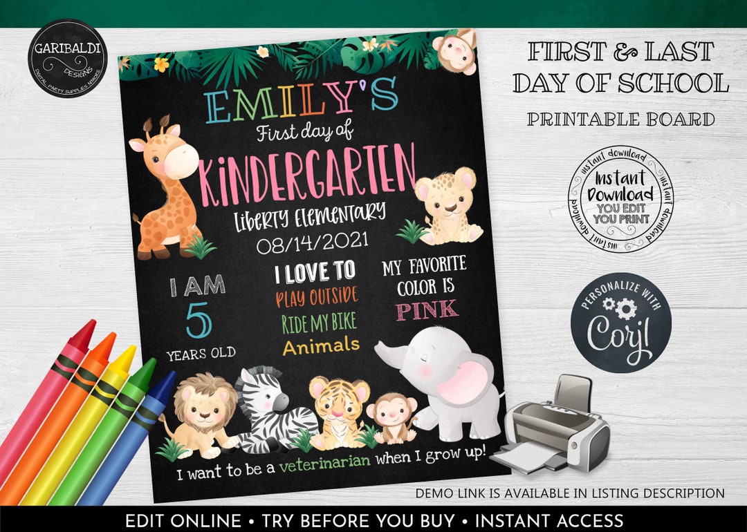 Editable First Day of School Sign Printable Back to School Board ...