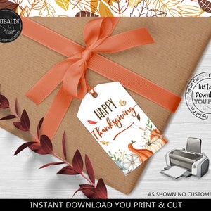 Instant Download Thanksgiving Gift Tags Happy Thanksgiving Favor Tags ...