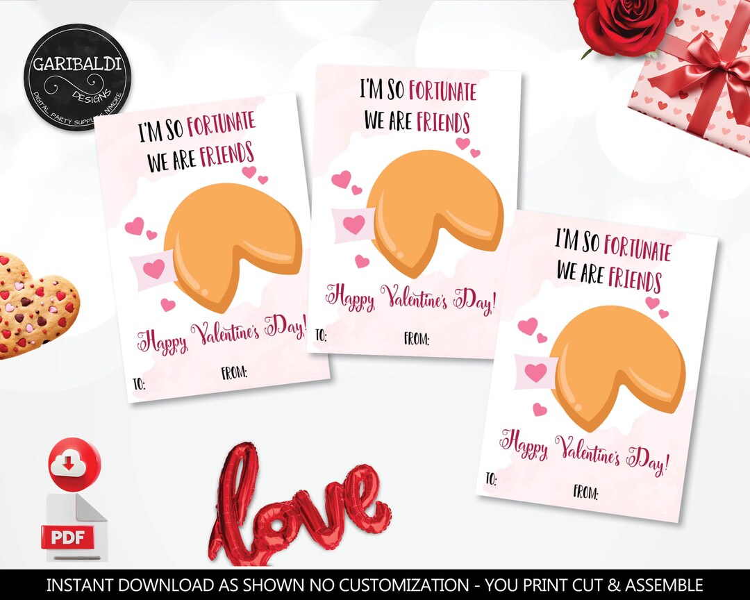 Printable Valentine's Day Cards Fortune Cookie Valentine's Day School ...