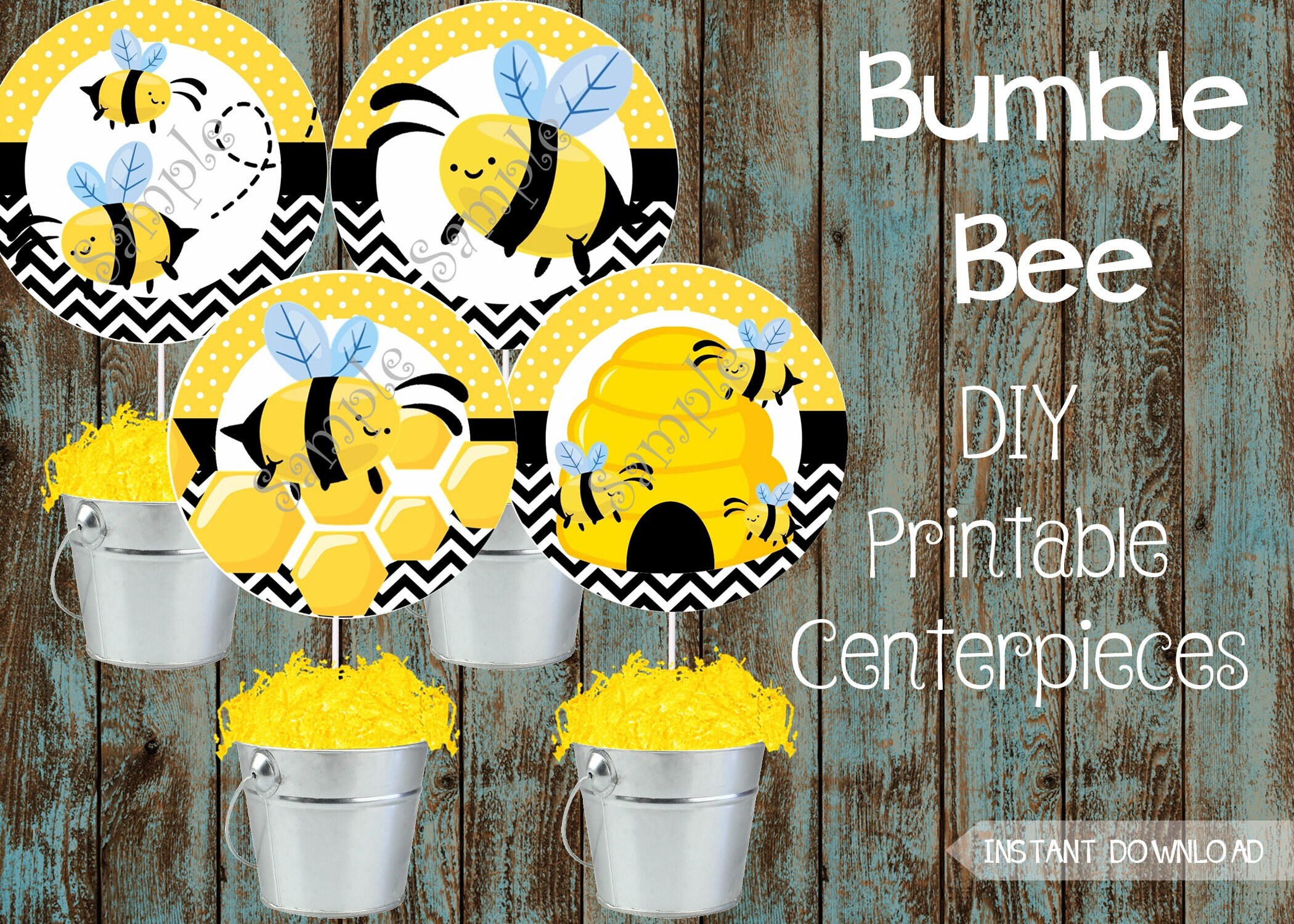 Bumble Bee Centerpieces, Bumble Bee Cake Topper, Bumble Bee Printable ...