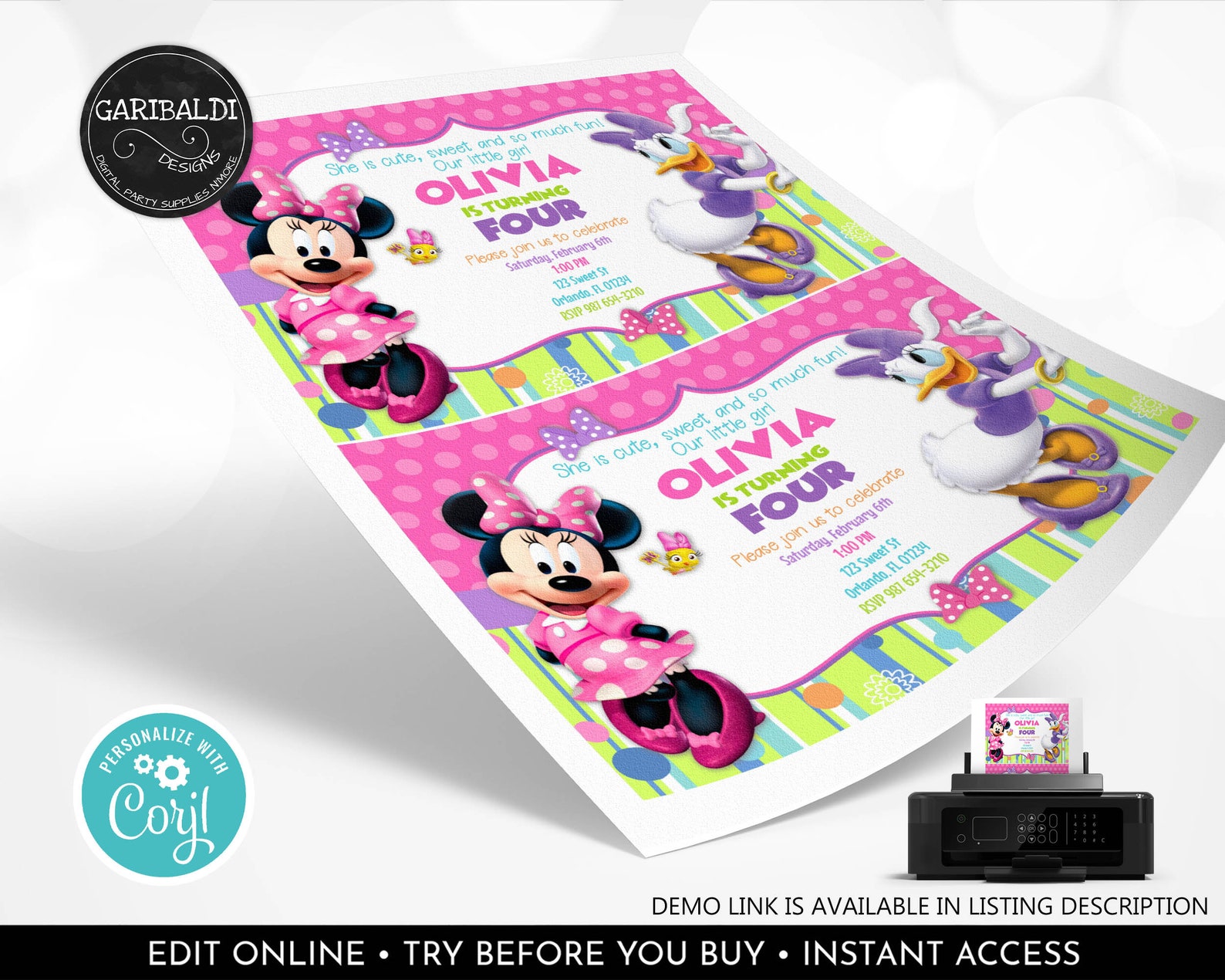 Editable Minnie's Bow-tique Invitation Printable Minnie Birthday Party ...