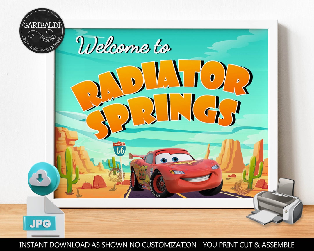 Welcome to Radiator Springs Sign Cars Birthday Party Welcome Sign ...