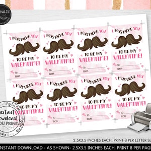 I Mustache You to Be My Valentine Card Valentine's Day Mustache Favor ...