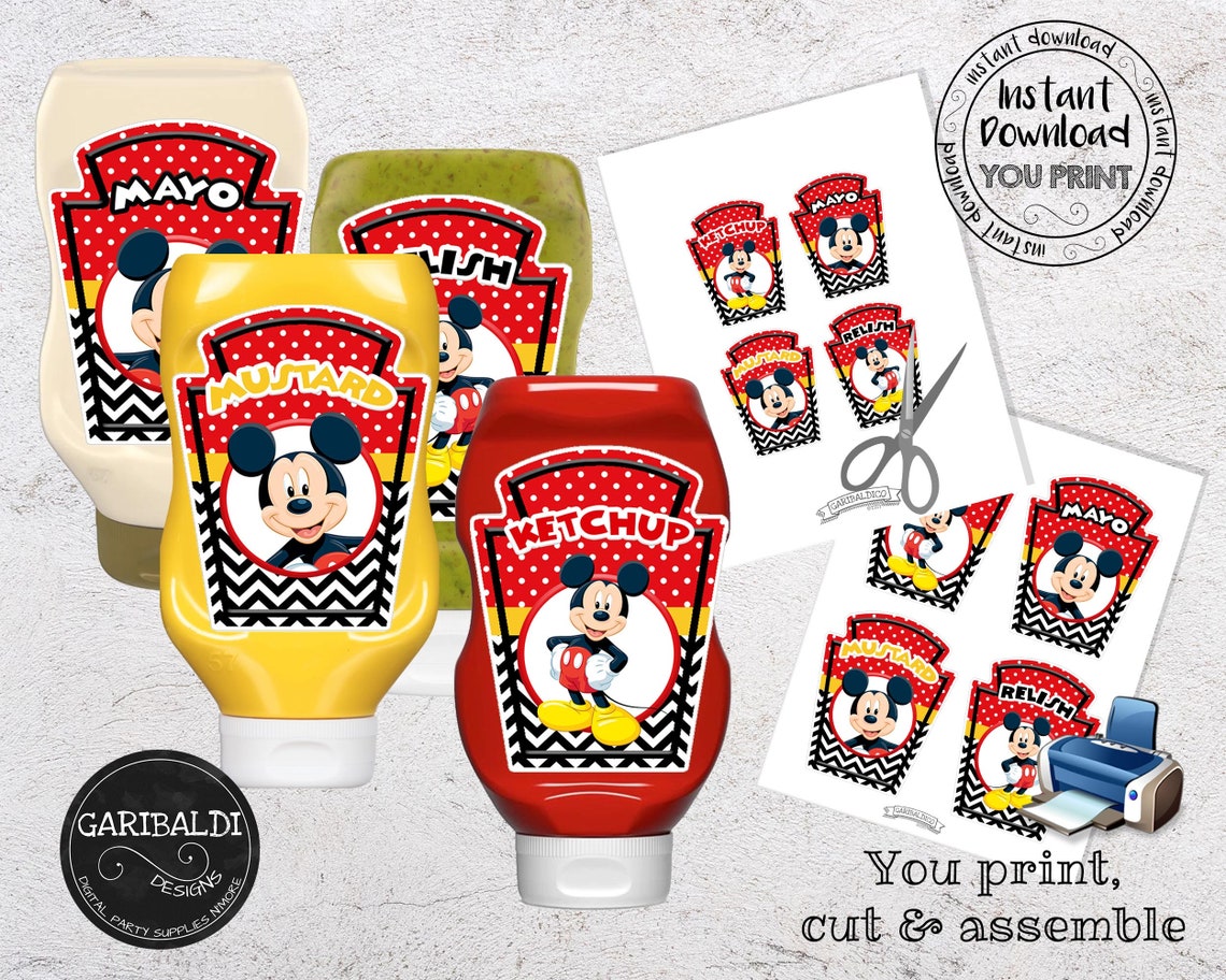 Instant Download Condiment Labels Printable Mayo Ketchup | Etsy