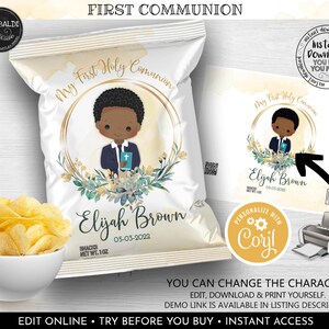 Editable First Communion Chip Bag Wrapper Printable Boy First | Etsy