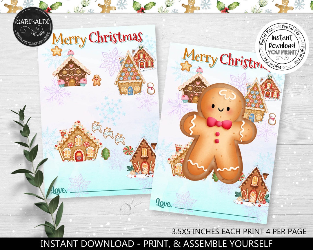 Printable Christmas Cookie Card Santa Cookie Tag Instant Download ...