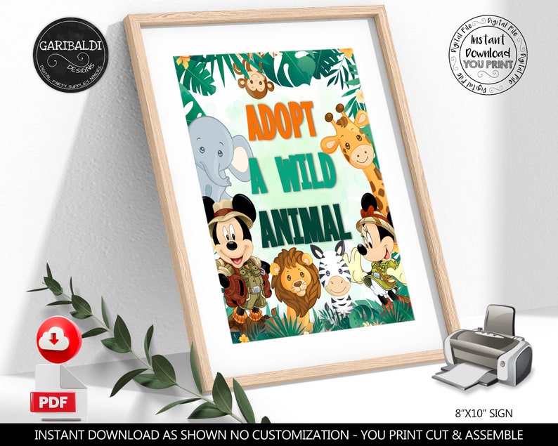 Adopt a Wild Animal Certificate Safari Party Animal Pet Adoption ...
