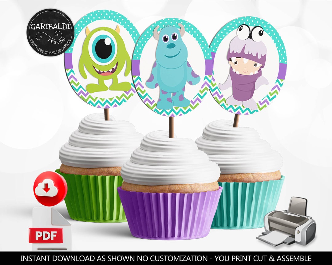 Monsters Cupcake Toppers Monsters Party Supplies Baby Monsters Birthday ...