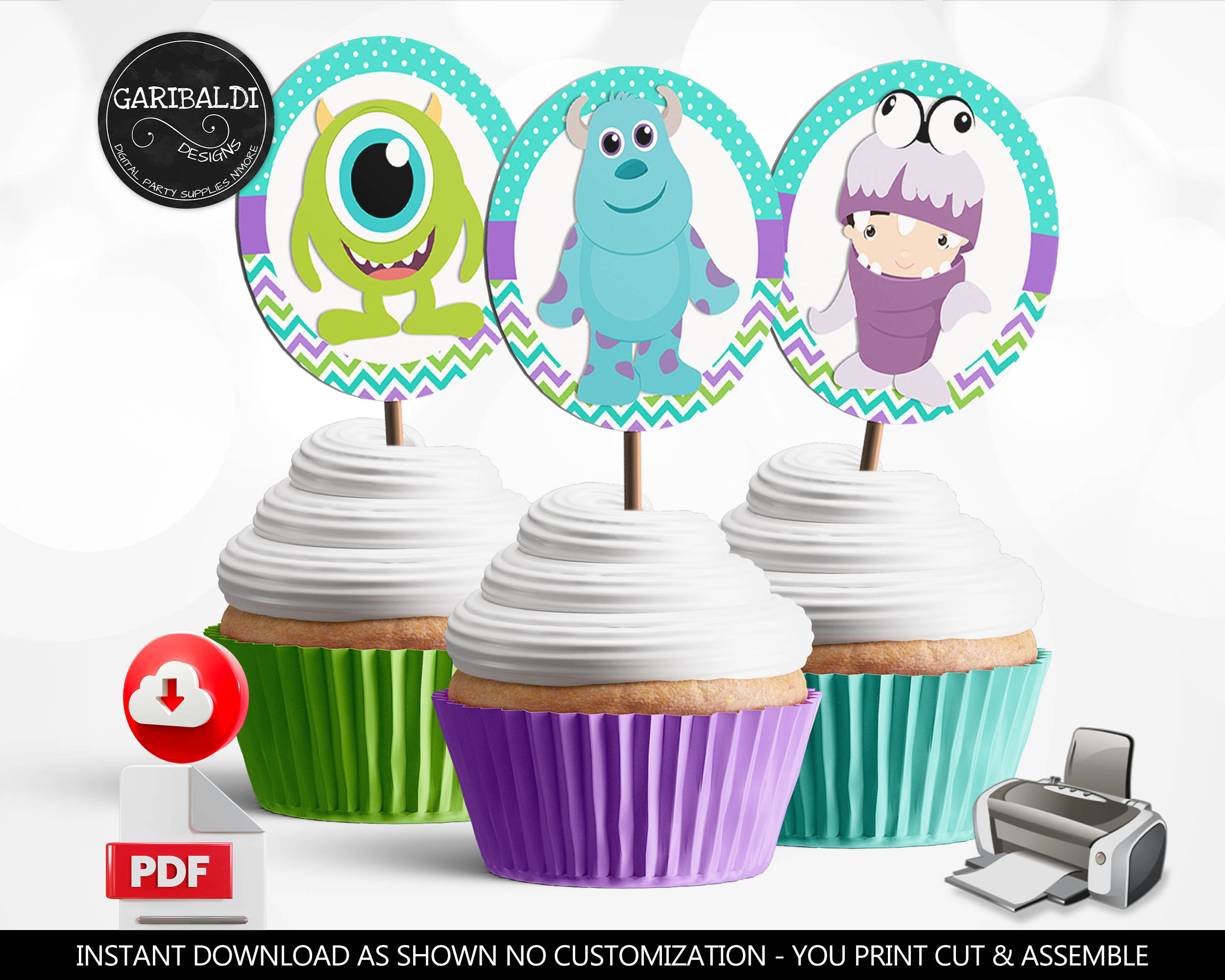 Monster Inc Cupcake Toppers
