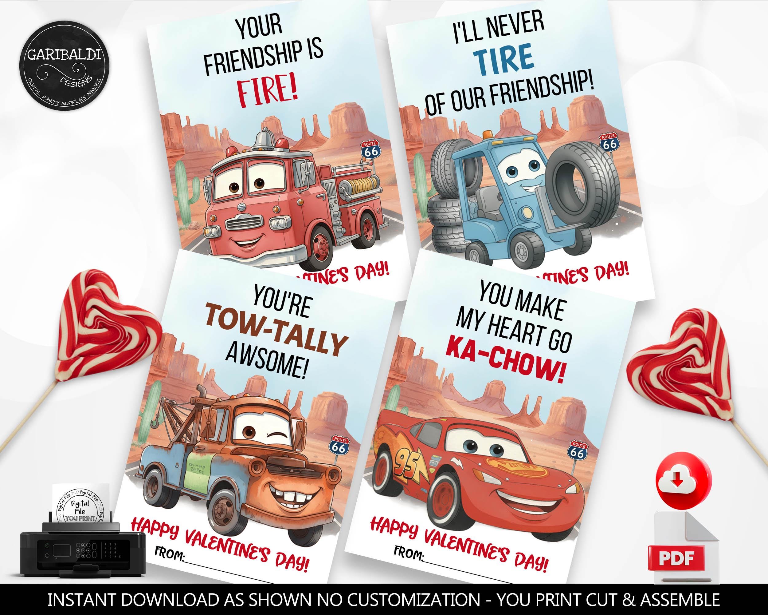 Cars Valentine's Day Cards Race Cars Valentines Gift Tags School Class ...
