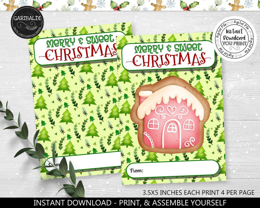 Printable Christmas Cookie Card Santa Cookie Tag Instant Download ...