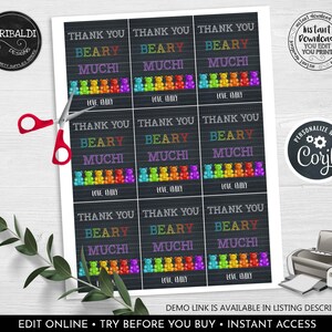 Editable Teacher Appreciation Tags Thank You Beary Much Gummy Bears ...