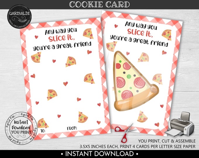 PRINTABLE Cute Pizza Valentine Cards - Set of 4 | Instant Download ...