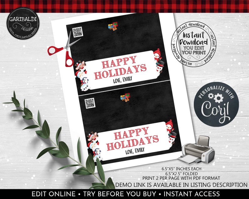 Editable Christmas Bag Topper Printable Santa Bag Topper - Etsy