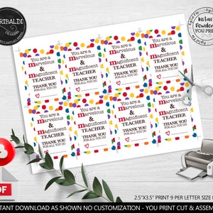 Teacher Appreciation Tags Marvelous and Magnificent Teacher Volunteer ...