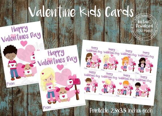 Printable Valentine Cards Kids Valentine Cards School | Etsy