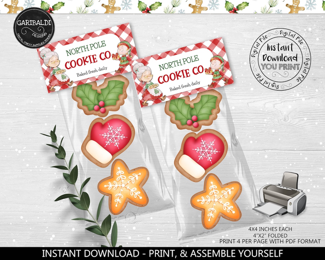 Instant Download North Pole Cookie Co. Bag Topper Mrs. Claus Oven ...